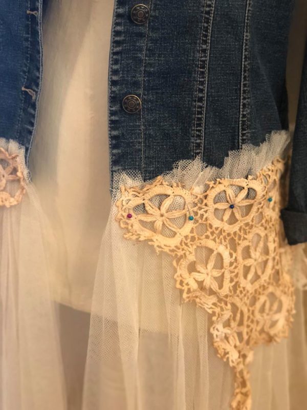 Hand Crafted Unique Lace Denim Jacket - The Shabby Tree