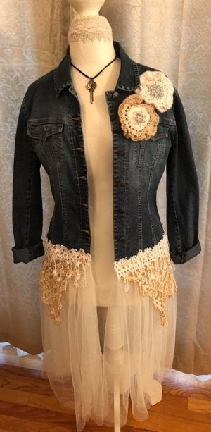 Hand Crafted Unique Lace Denim Jacket - The Shabby Tree