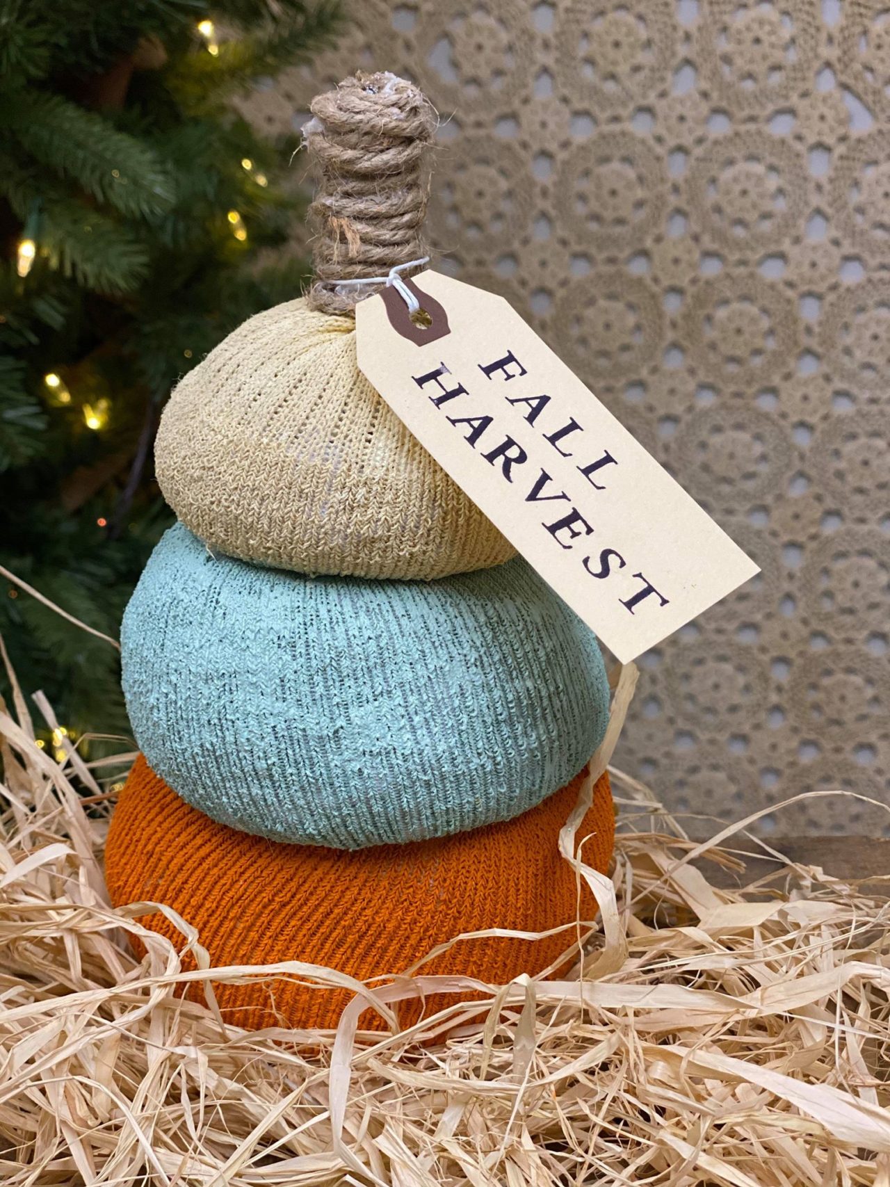 DIY 3 Tiered Sock Pumpkin - The Shabby Tree