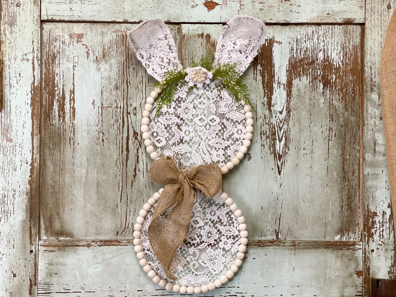 DIY Wood Bead Wreath Bunny - The Shabby Tree