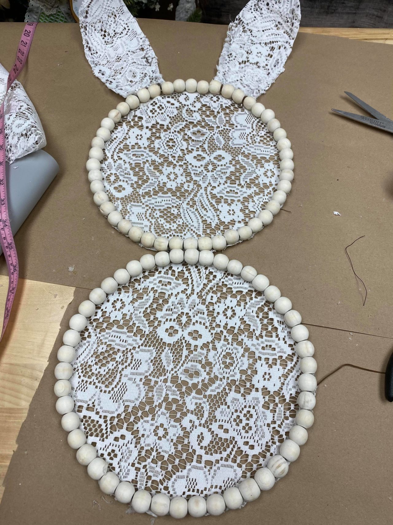 DIY Wood Bead Wreath Bunny - The Shabby Tree