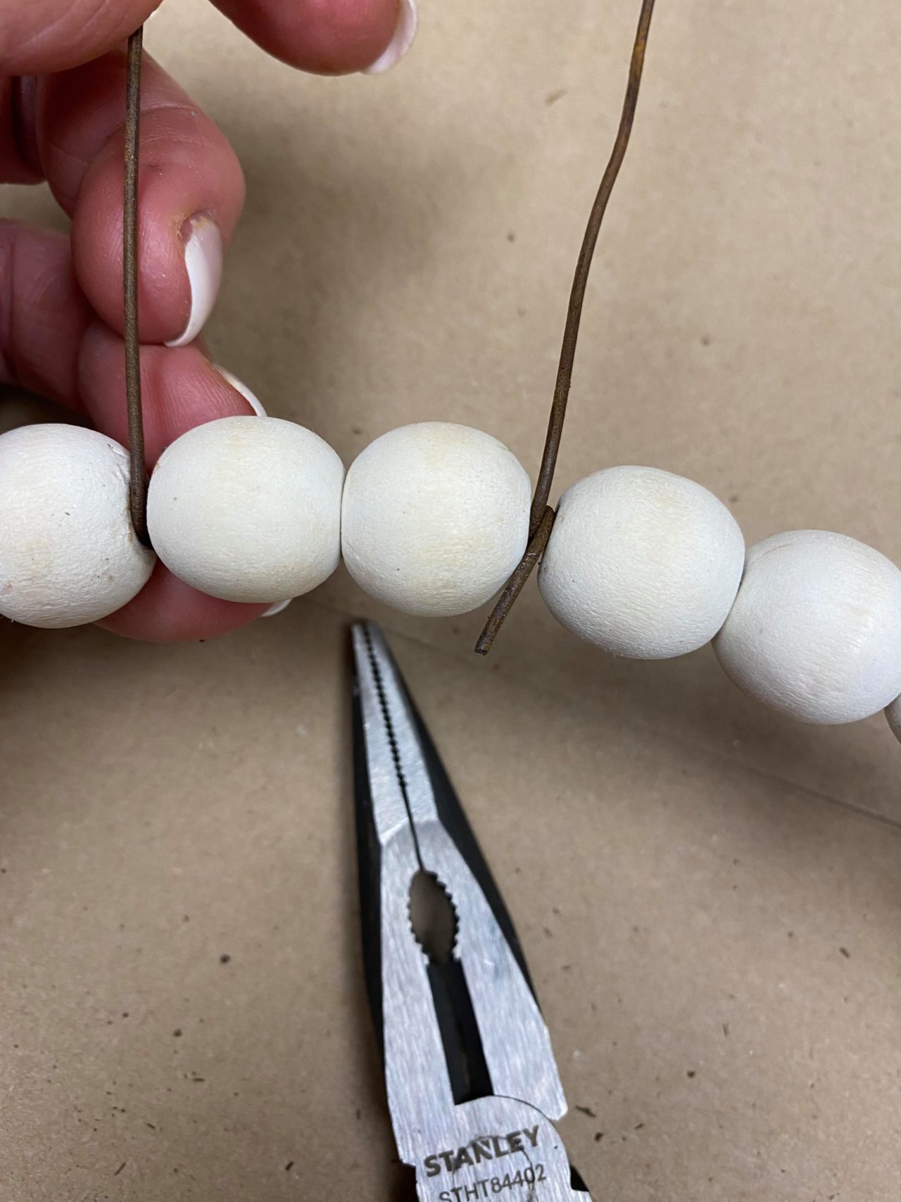 DIY Wood Bead Wreath Bunny - The Shabby Tree