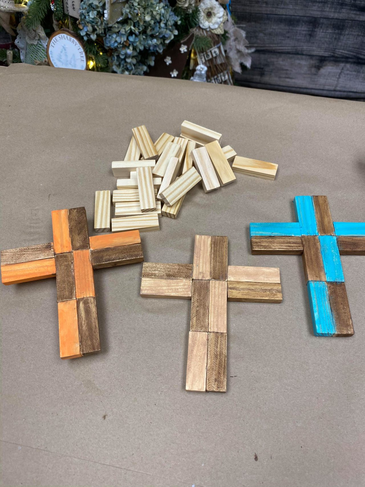 DIY Wooden Cross Using Tumbling Tower Pieces - The Shabby Tree
