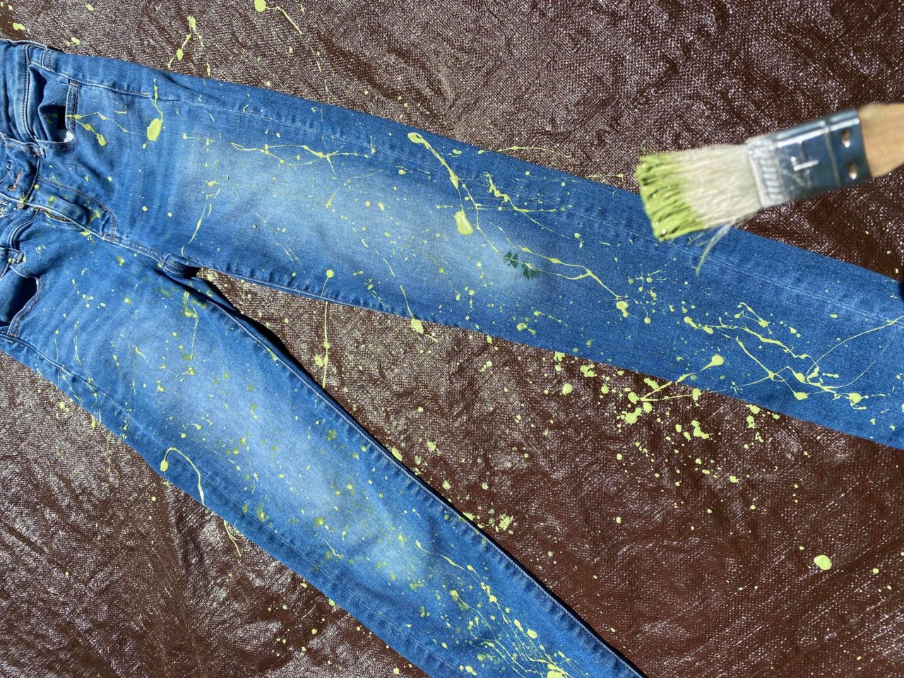 DIY Paint Splatter Jeans - The Shabby Tree