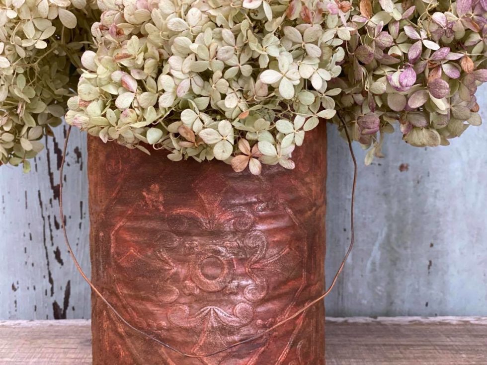 DIY Rusted Tin Bucket - The Shabby Tree