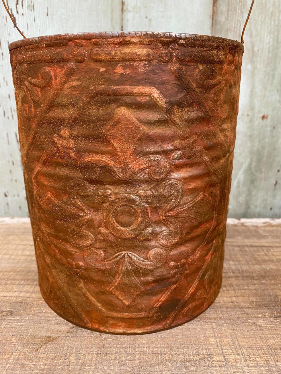 DIY Rusted Tin Bucket - The Shabby Tree