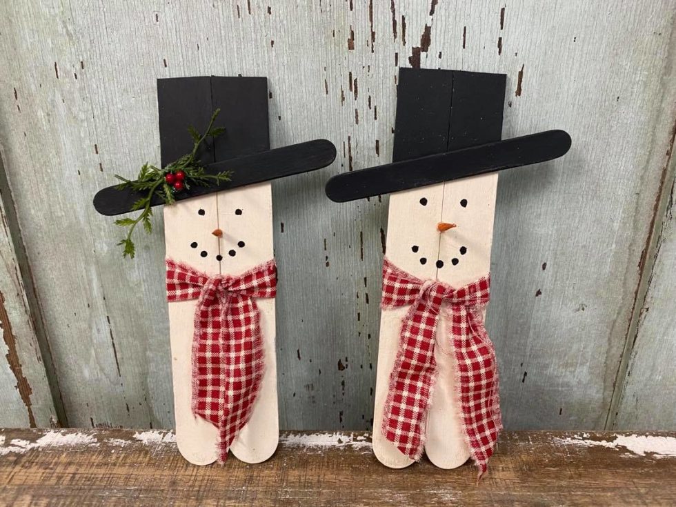 DIY Craft Stick Snowman - The Shabby Tree
