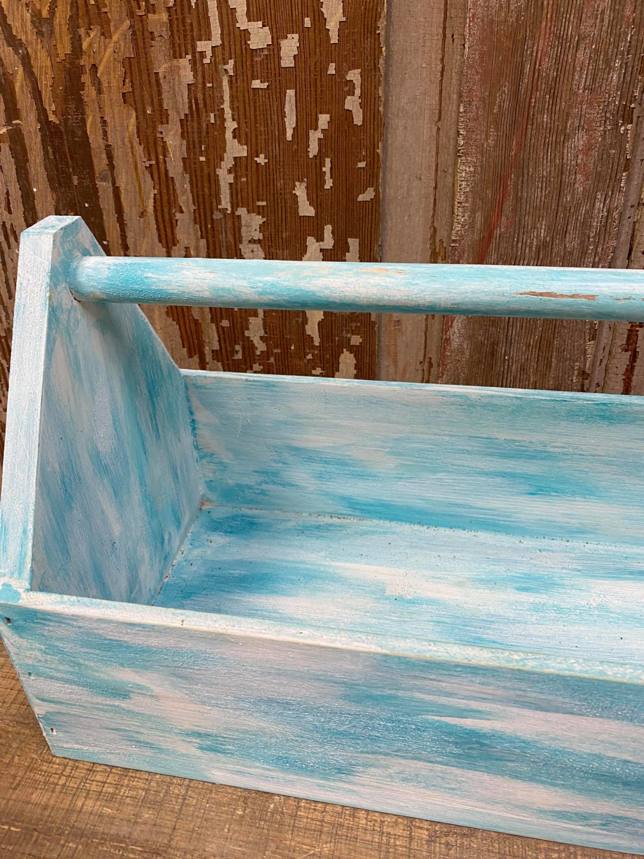 Decorative Wooden Carrier Using DecoArt Designer Finishes - The Shabby Tree