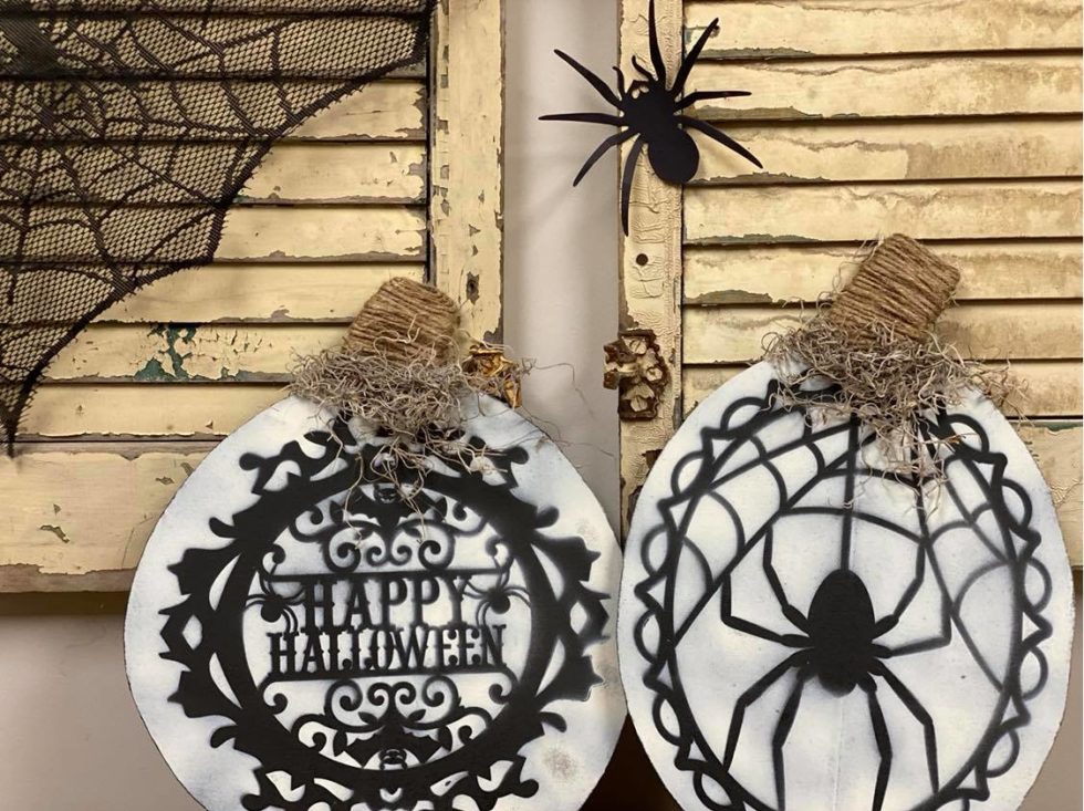 DIY Stenciled Cardboard Pumpkin - The Shabby Tree