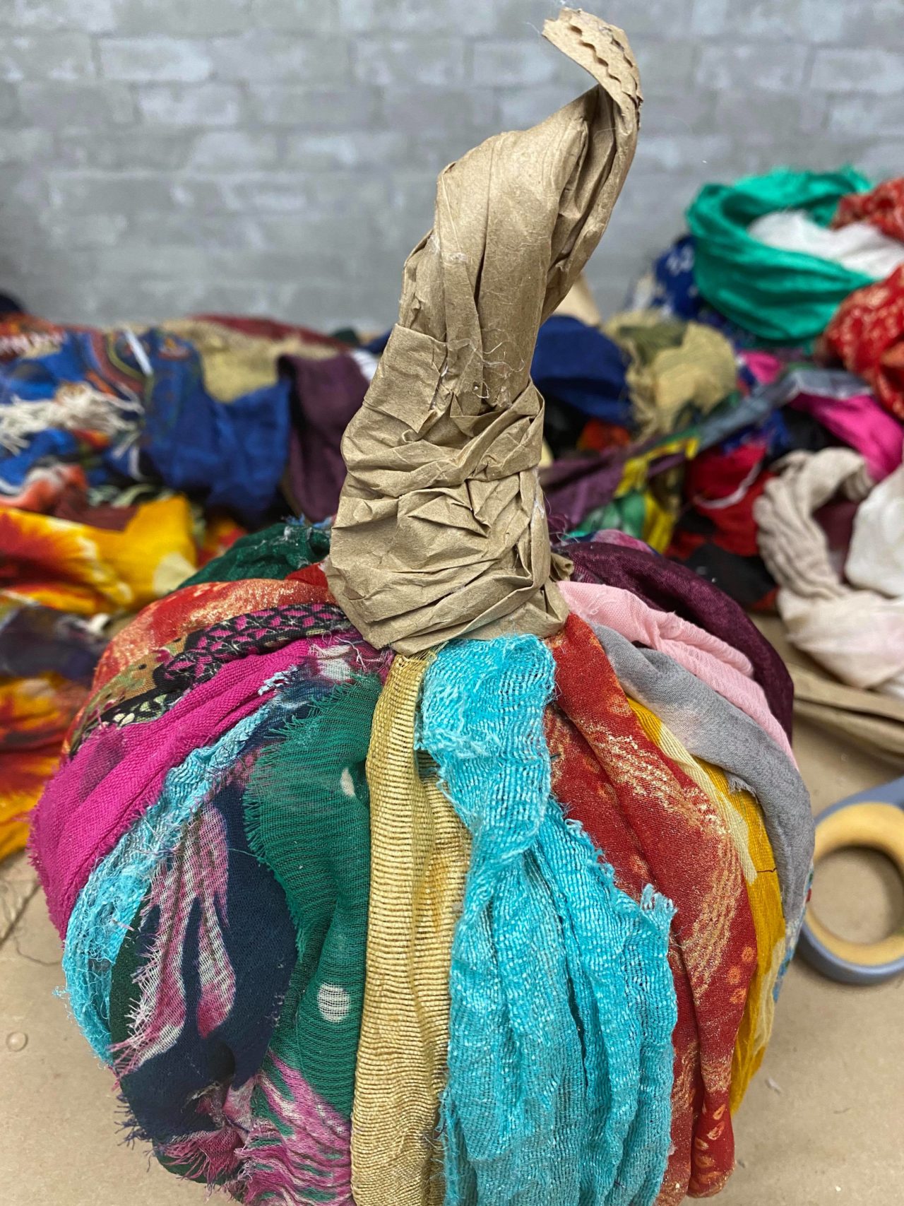 DIY Rag Strip Pumpkin - The Shabby Tree