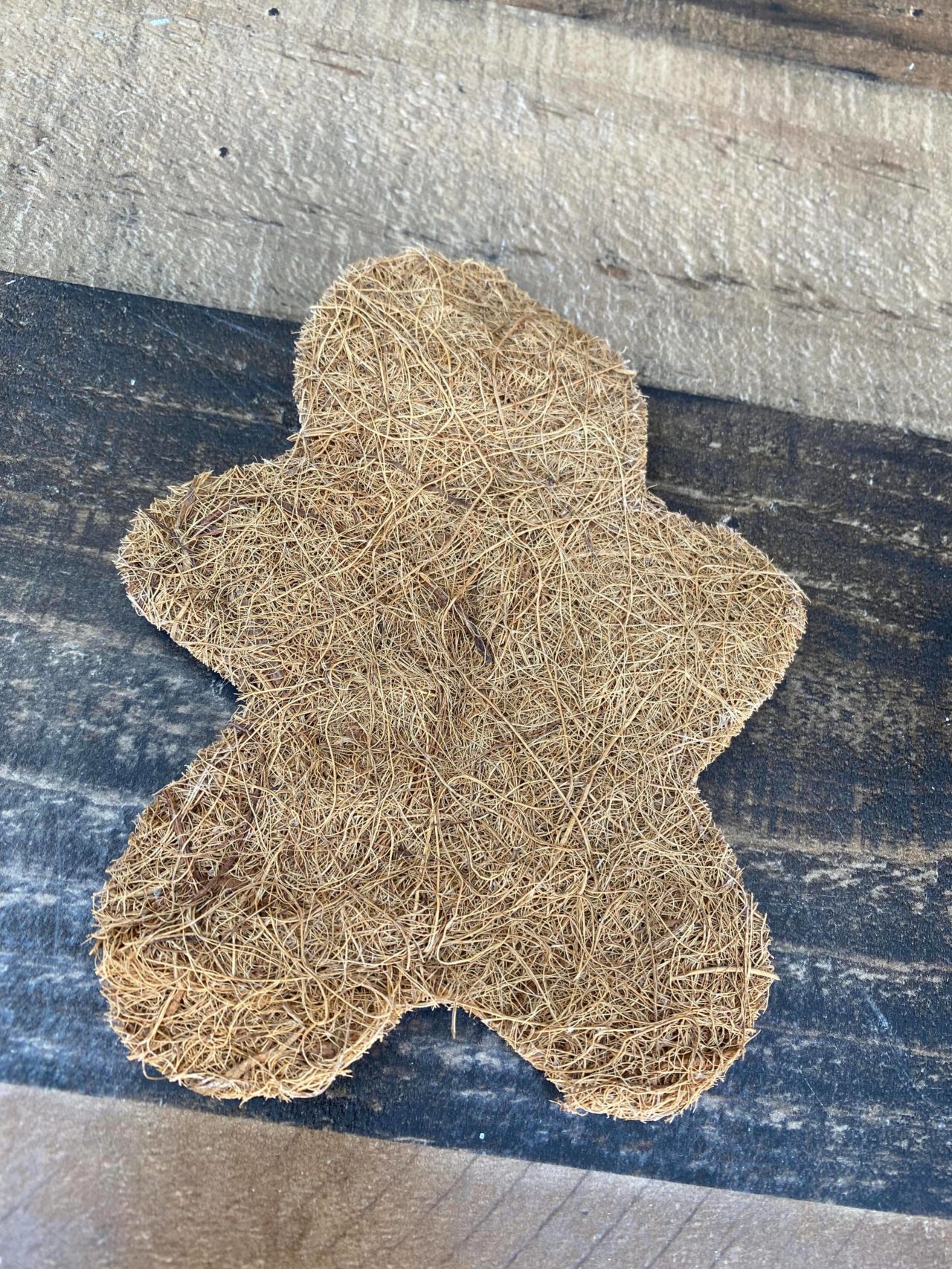 DIY Gingerbread Man Ornament Using Dollar Tree Coco Liner - The Shabby Tree