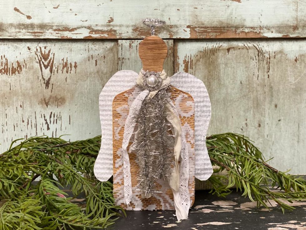DIY Angel Using Target Cheese Board - The Shabby Tree