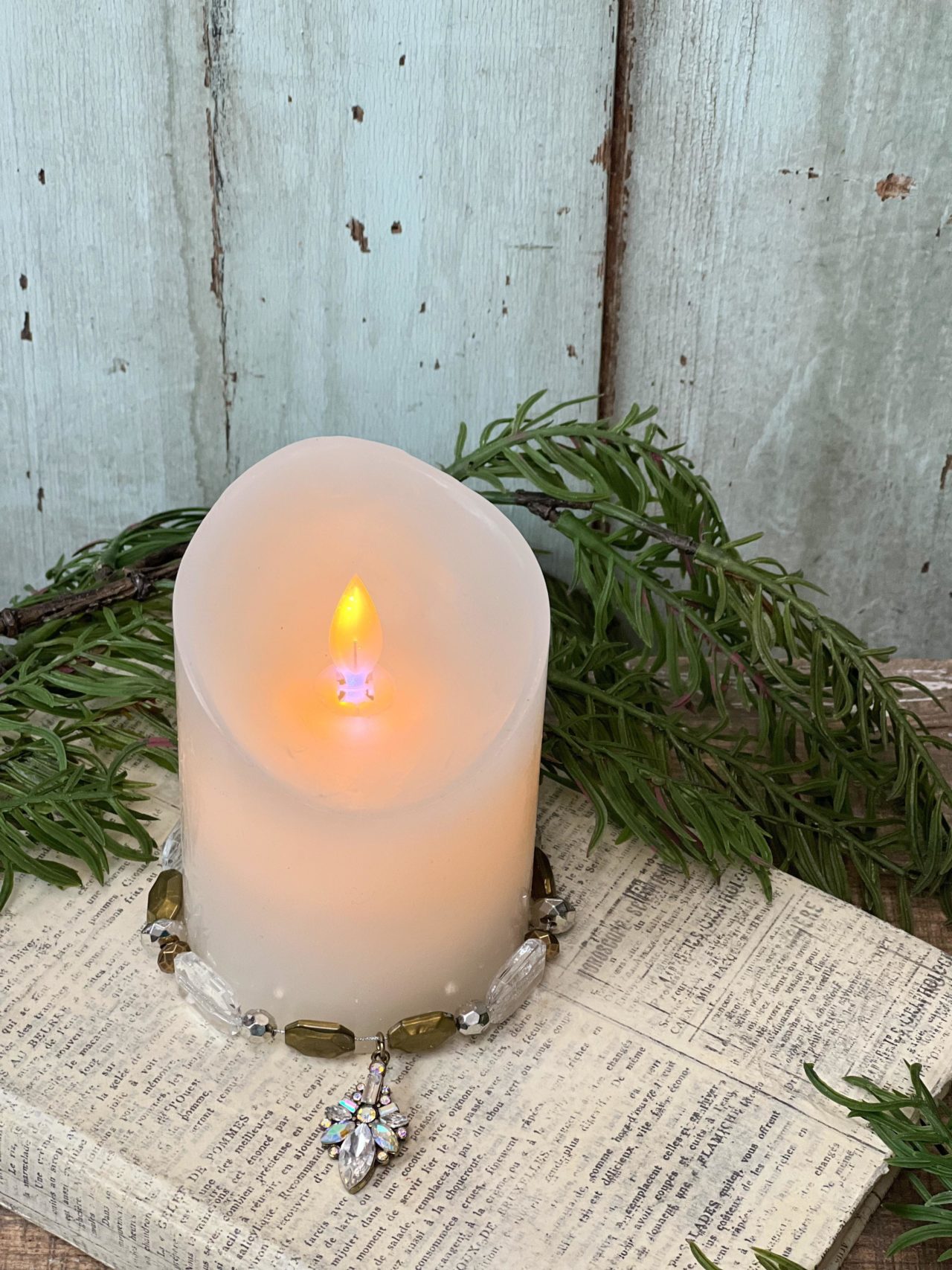 DIY Beaded Candle Ring - The Shabby Tree