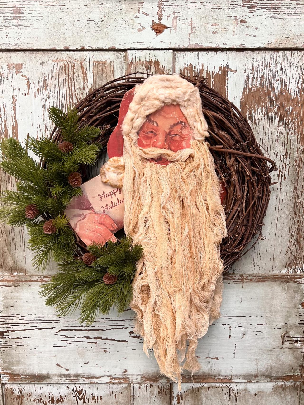 DIY Santa Head Wreath - The Shabby Tree