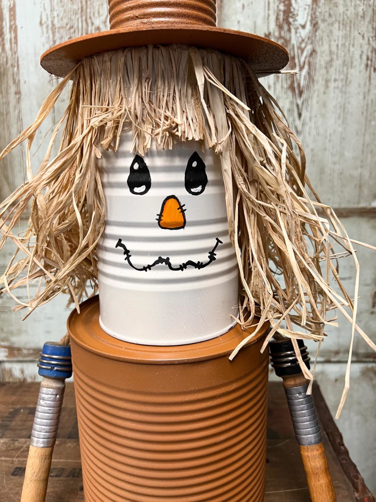 DIY Scarecrow Using Recycled Cans - The Shabby Tree