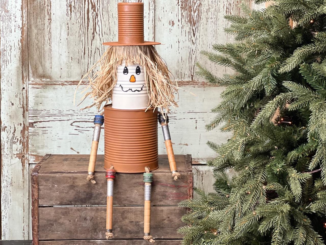 DIY Scarecrow Using Recycled Cans - The Shabby Tree