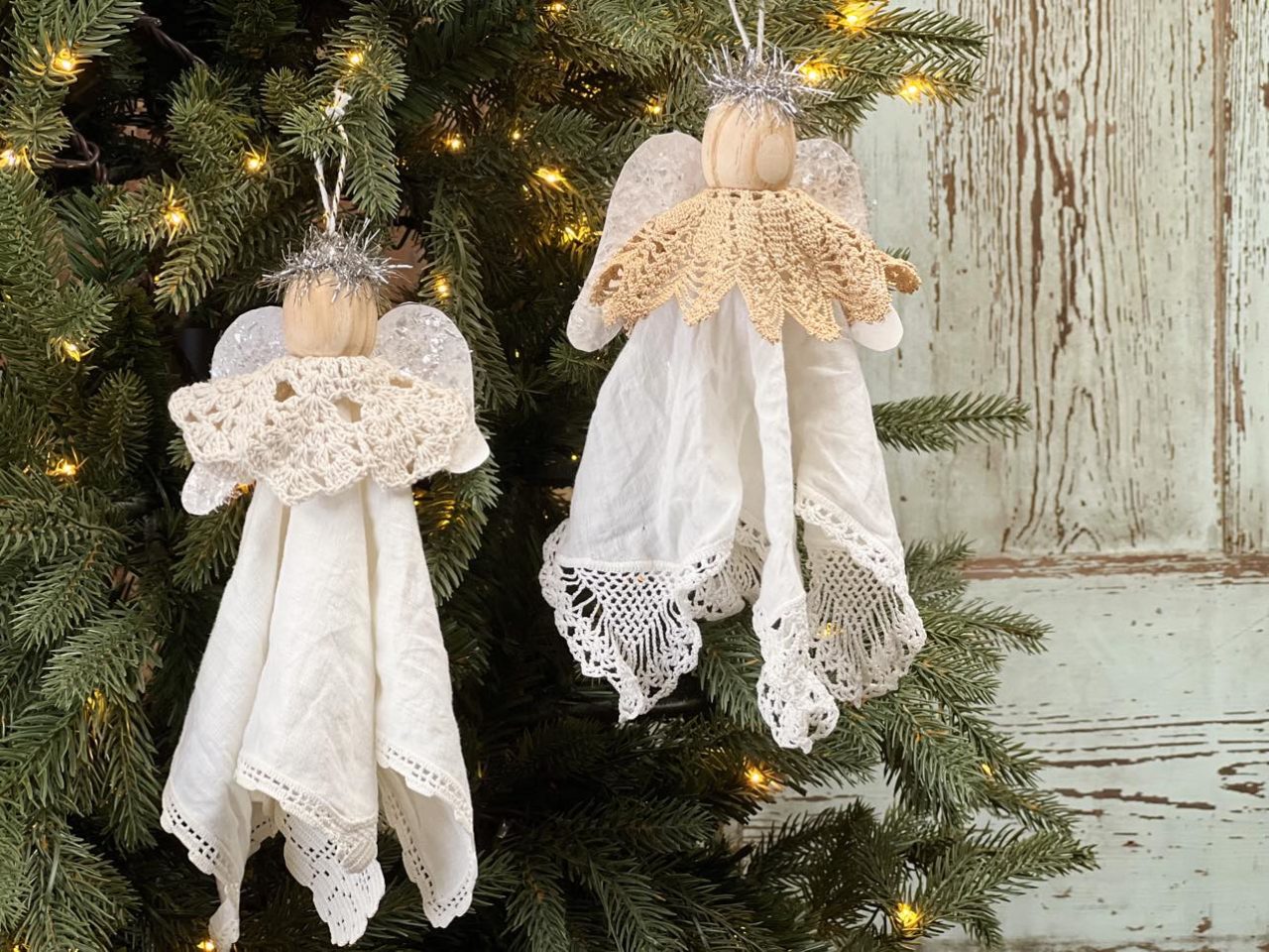 DIY Angel Using Target Wood Ornaments - The Shabby Tree