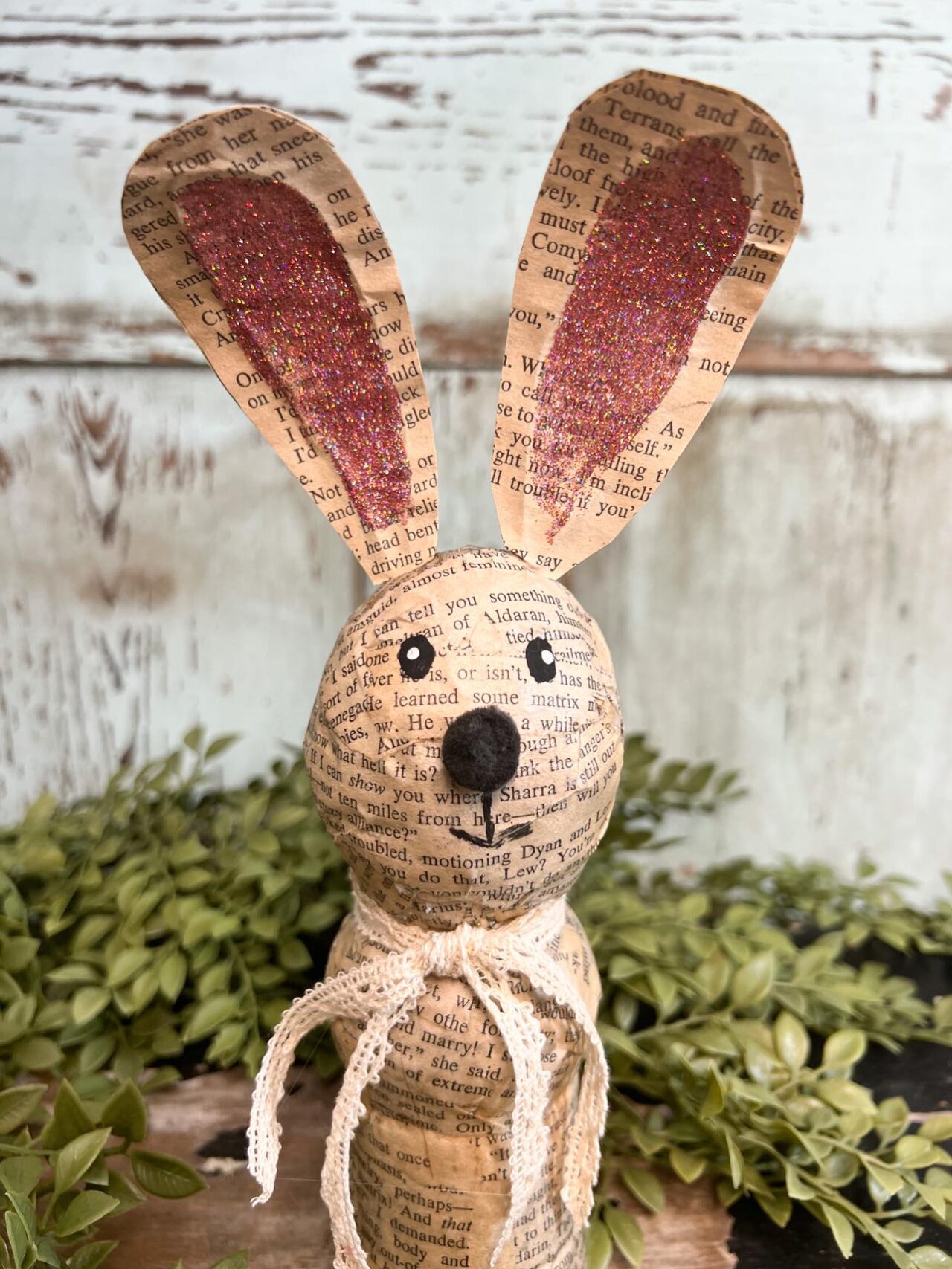 DIY Bunny Using Book Pages - The Shabby Tree