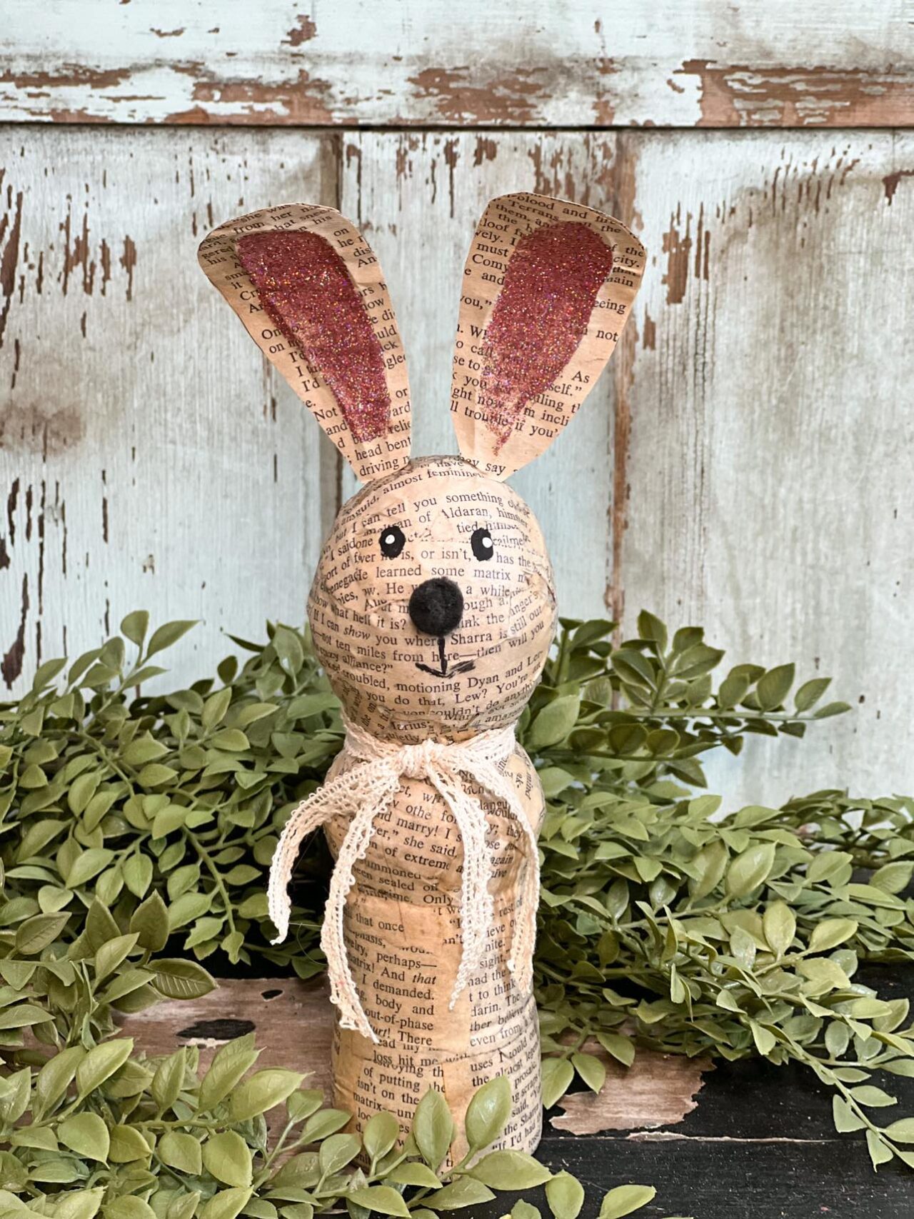 DIY Bunny Using Book Pages - The Shabby Tree