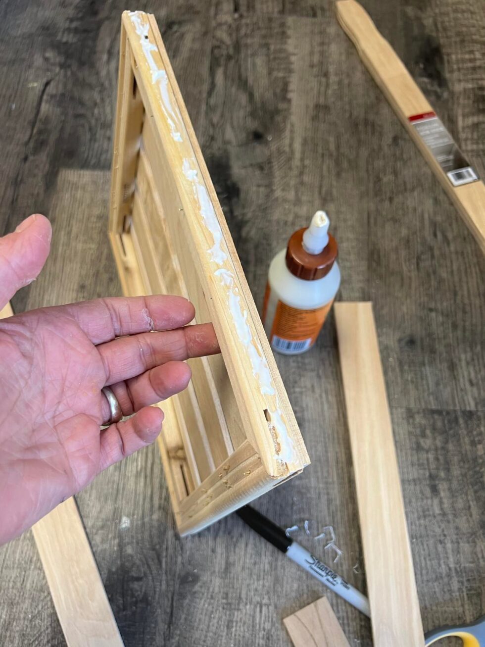 DIY Farmhouse Carrier Using Stir Sticks - The Shabby Tree