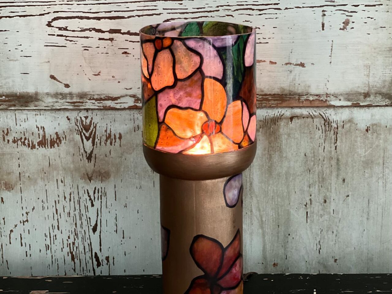 Faux Stained Glass Lamp Using A Window Film - The Shabby Tree