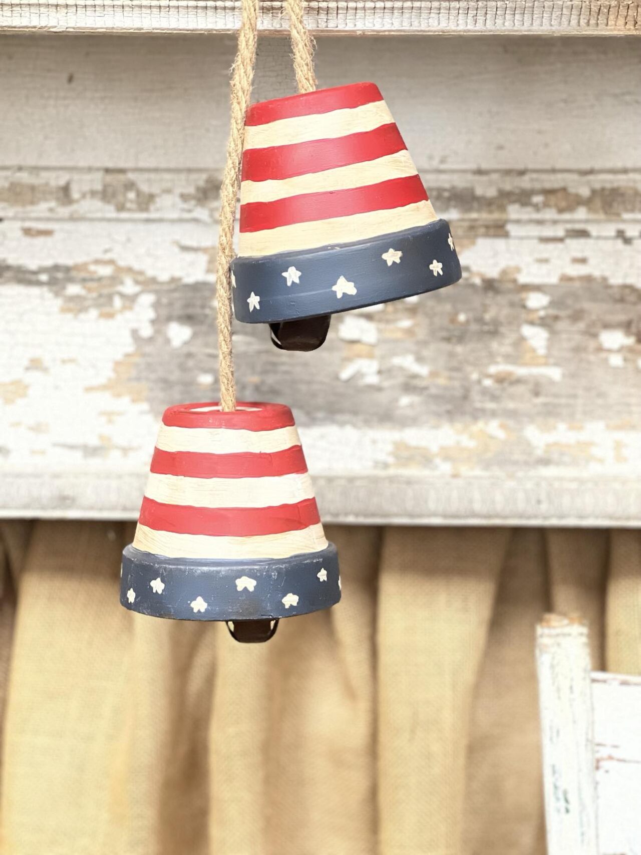 DIY American Bells Using Terra Cotta Pots - The Shabby Tree