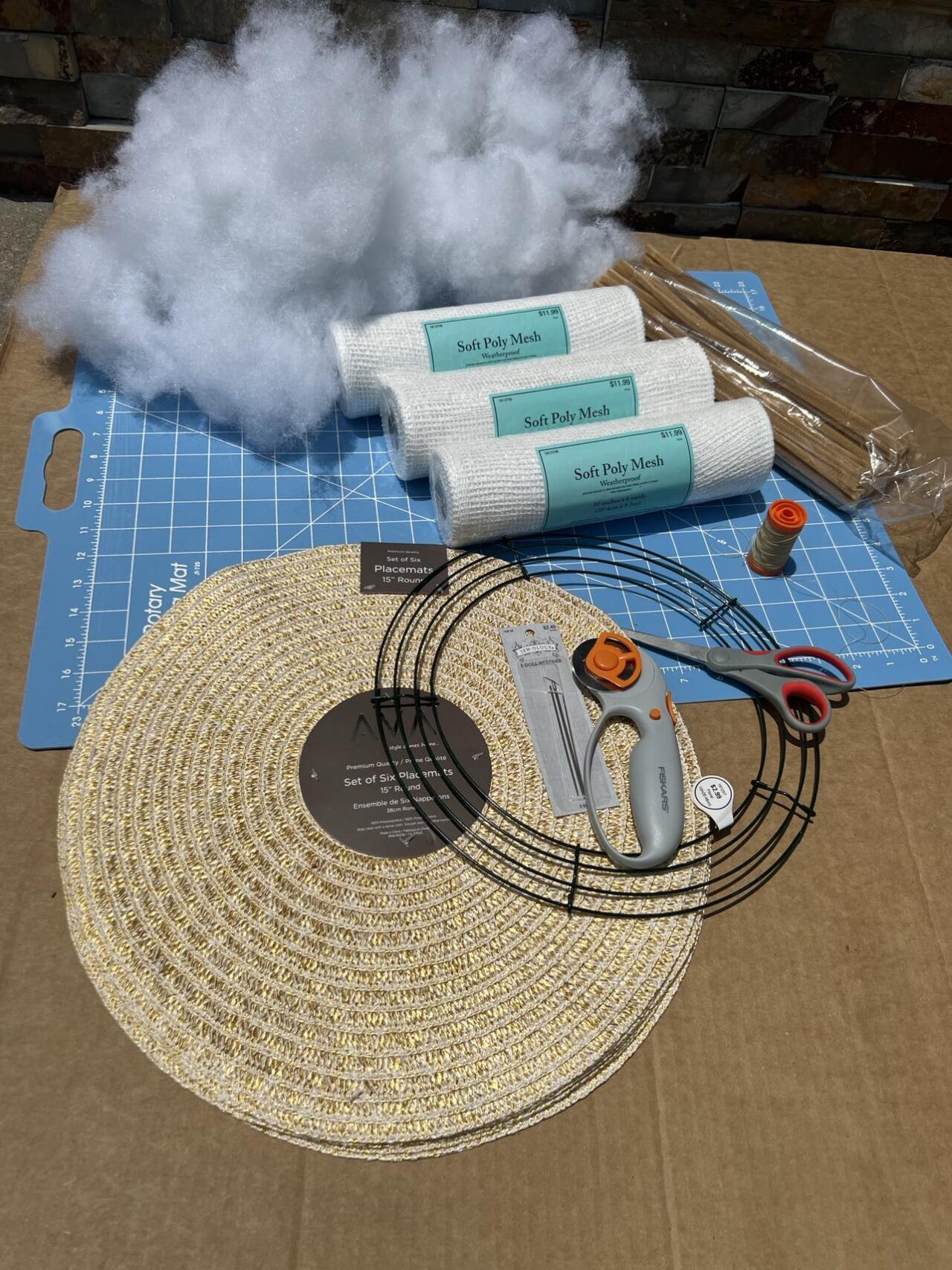 How To Make A Daisy Wreath Using Mesh Ribbon - The Shabby Tree