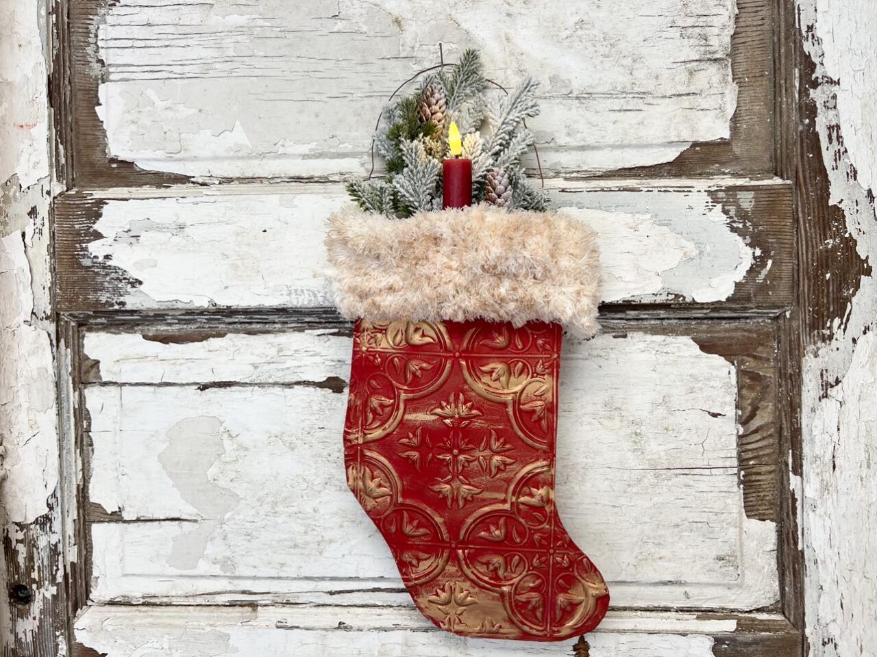 How To Make A Stocking Out Of Dollar Tree Tiles - The Shabby Tree