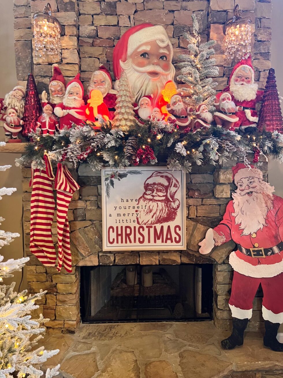 Vintage Santas Throughout My Home - The Shabby Tree