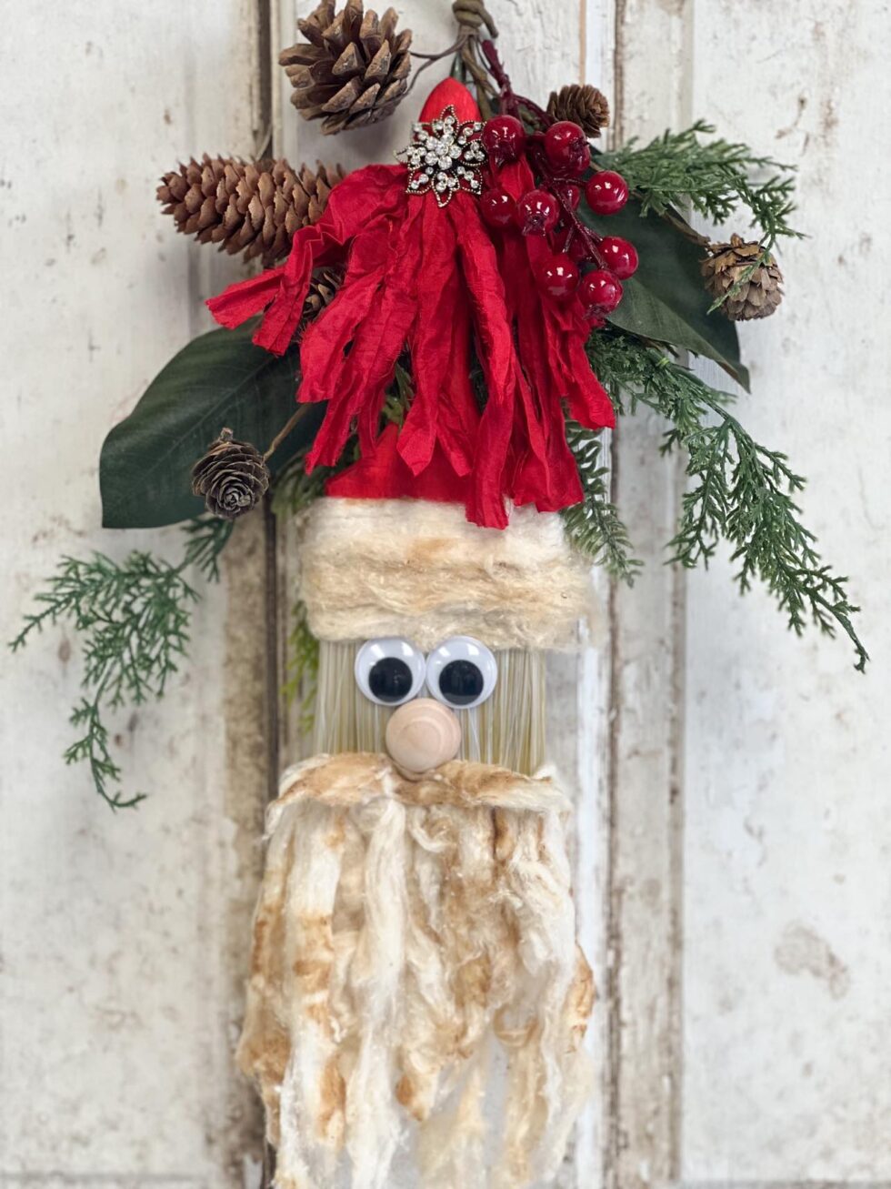 How To Make A Santa Head Out Of A Paintbrush - The Shabby Tree