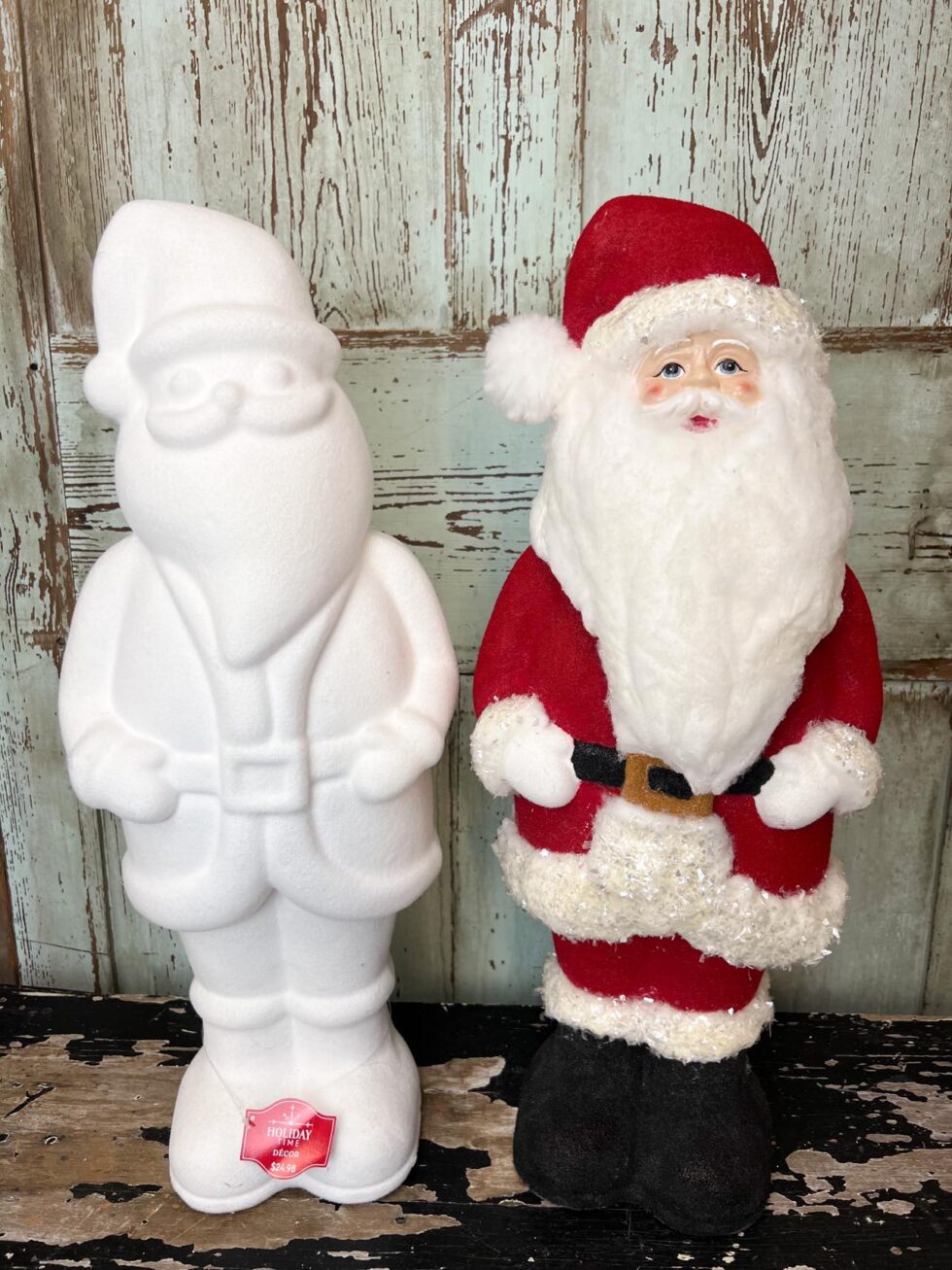 Walmart Flocked Santa Makeover - The Shabby Tree