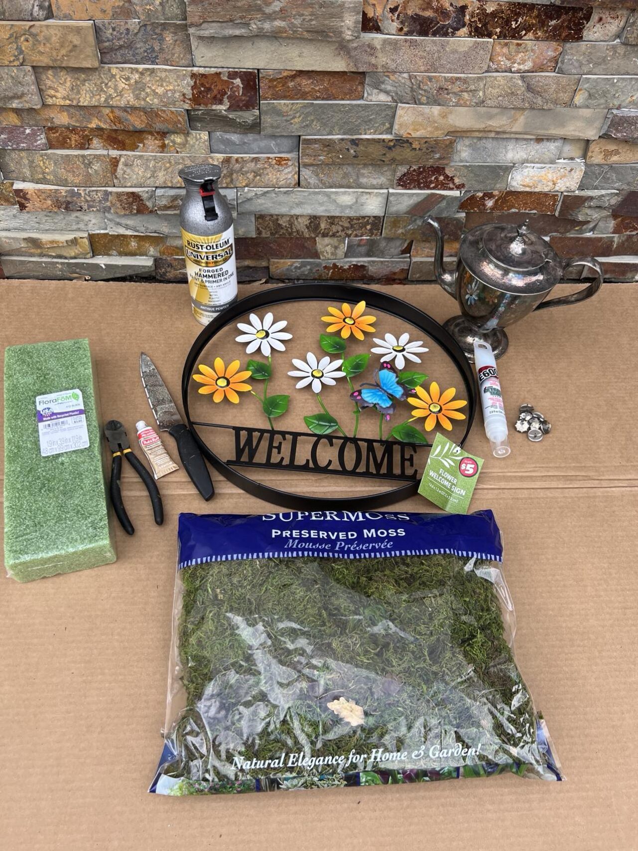 Dollar Tree Plus Flower Welcome Sign Makeover - The Shabby Tree