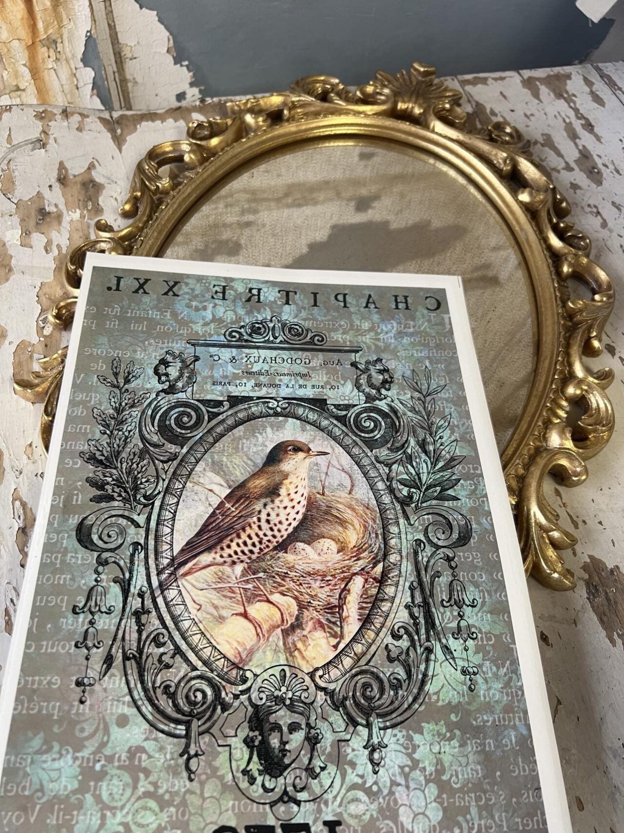 Mirror Makeover Using A Transfer - The Shabby Tree