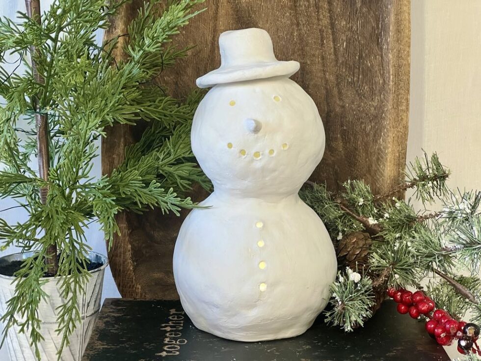 DIY Air Dry Clay Snowman - The Shabby Tree
