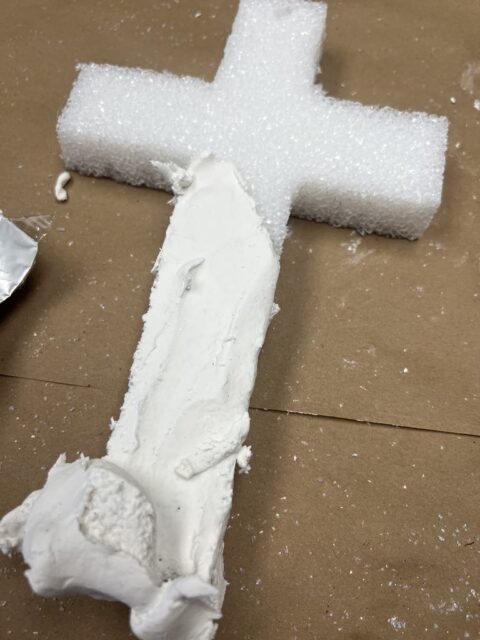 Styrofoam Cross Craft Using Air Dry Clay - The Shabby Tree