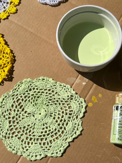 How to Dye Doilies with Acrylic Paint - The Shabby Tree